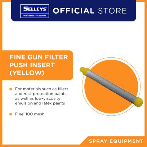 Fine Gun Filter Push Insert Yellow Selleys