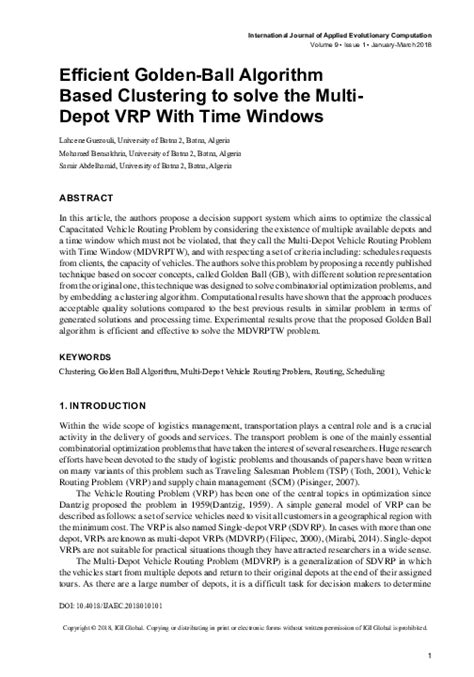Pdf Efficient Golden Ball Algorithm Based Clustering To Solve The