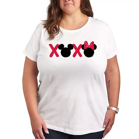 Disneys Mickey And Minnie Mouse Plus Size Xoxo Graphic Tee