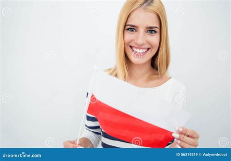 Happy Girl Holding Polish Flag Stock Image Image Of Background