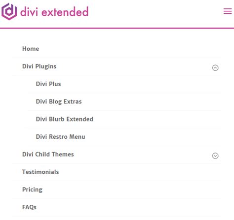 how to create a mobile foldable nested menu for divi divi extended