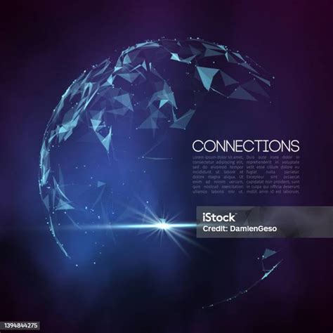 네트워크 연결 개념 블루 벡터 일러스트 레이 션 미래 육각 관점 광각 자연 환경 미래 벌집 개념입니다 3 차원 풍경입니다 큰