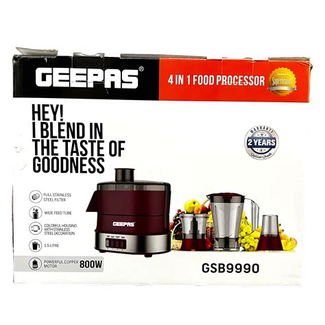 Geepas 4 In 1 Food Processor Gsb9990 Afridi Imports