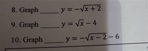 Solved 8 Graph Y Sqrt X 2 9 Graph Y Sqrt X 4 10 Graph Y