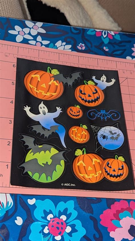 Vintage American Greetings Halloween Stickers Ghost Jack O Lantern Bat