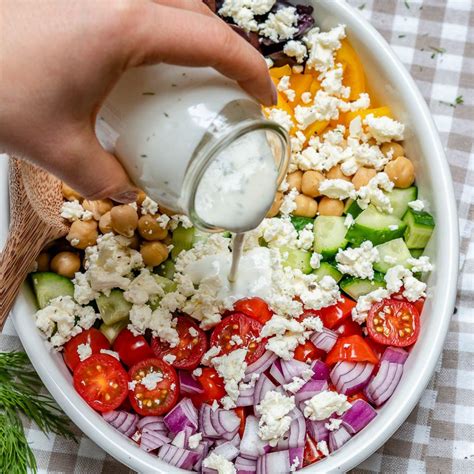 Greek Chickpea Salad Tzatziki Dressing For A Plant Based Protein