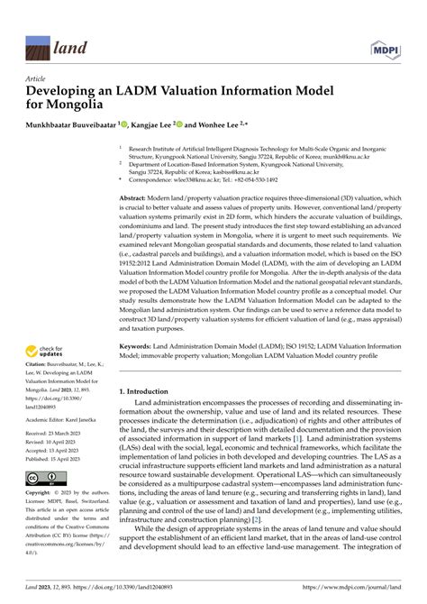Pdf Developing An Ladm Valuation Information Model For Mongolia
