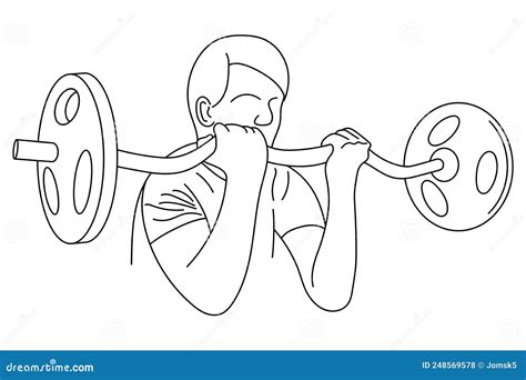 Barbell Curl For Biceps Sketch Illustration Stock Vector Illustration Of Bodybuilder Isolated