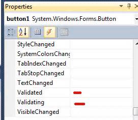 C How Can I Utilize Validating Validated Event In Button Class