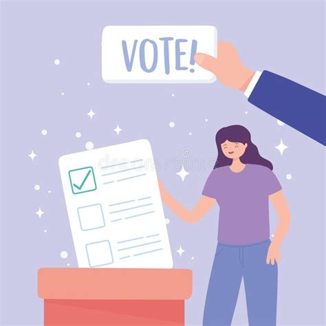Election Day Woman With Megaphone Vote Sign And World Background Stock