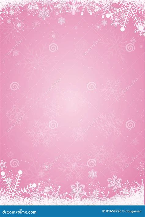 Winter Pink Christmas Background With Snowflake Border Stock Vector Illustration Of Romantic