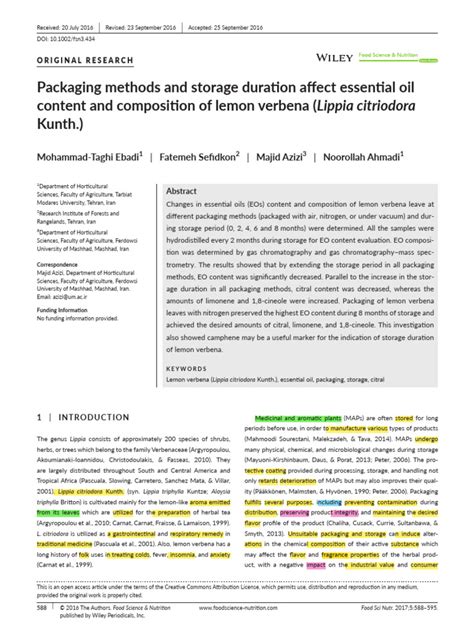 Packaging Methods And Storage Duration Affect Essential Oiکامنت L Pdf