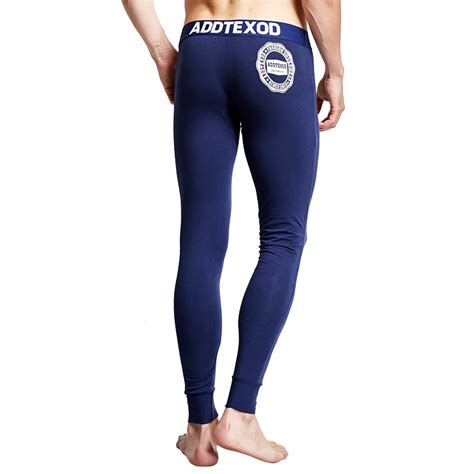 Printed Mens Thermal Underwear Cotton Long Johns Pants Sexy Pouch Big