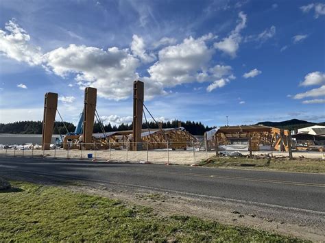 Great To See The Clt Columns Going Up On The New 65 M Span Engineered