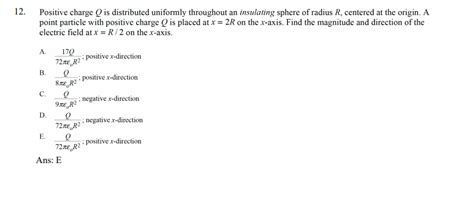Solved 2 Positive Charge Q Is Distributed Uniformly Th