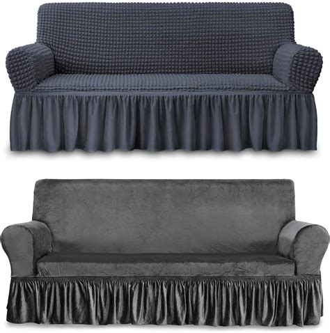 Niceec Dark Grey Sofa Covers And Couch Cover Bundle Home