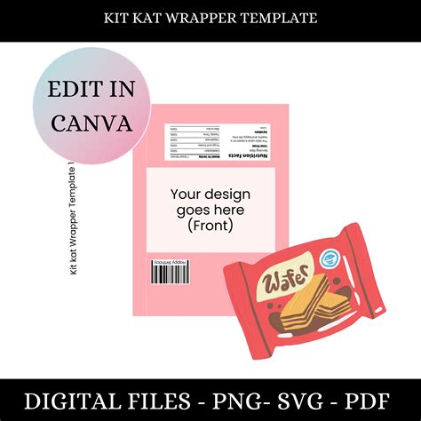 Kit Kat Bar Wrapper Template Blank Editable Canva Template Kit Kar