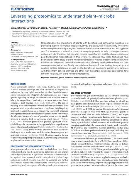 Pdf Leveraging Proteomics To Understand Plantmicrobe Interactions