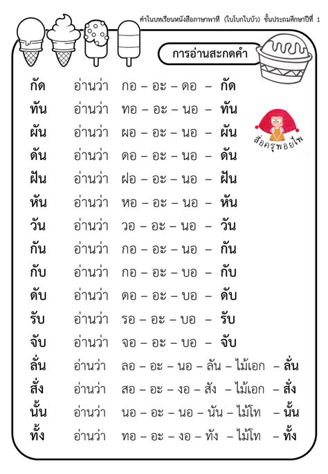 แบบฝึกอ่านสะกดคำ สื่อและใบงานน่ารักๆ By ครูพอยไพ