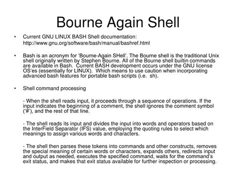 Ppt Bourne Again Shell Powerpoint Presentation Free Download Id