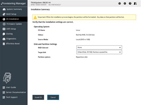 Installing A Linux Operating System LXPM V Lenovo Docs