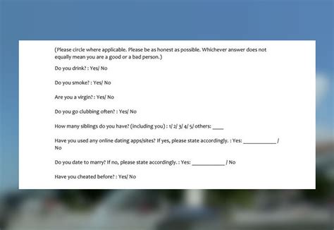 S Pore Girl Comes Up With Pre Dating Form So You Can Avoid F Ck Bois And Basic B Tches