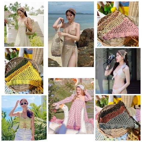 พร้อมส่ง ผ้าคาดผมdiy ที่คาดผม ไหมพรม Handmade ผ้าโพกหัว วินเทจ Kafuse Shop Thaipick