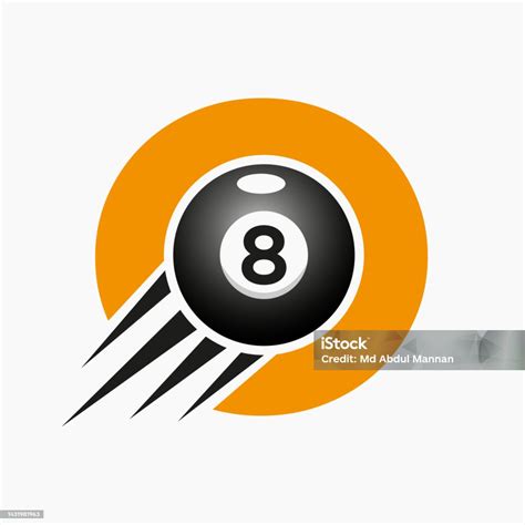 편지 O 당구 또는 당구장 또는 8 볼 풀 클럽 기호 벡터 템플릿을위한 수영장 게임 로고 디자인 8에 대한 스톡 벡터 아트 및