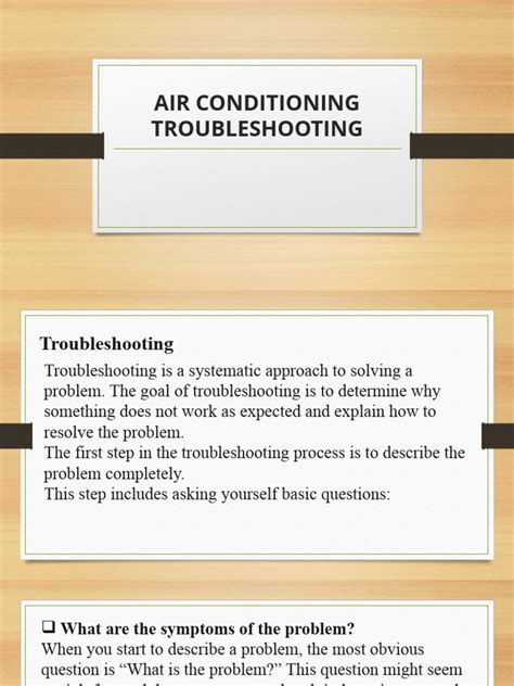 Problems And Troubleshooting Pdf Air Conditioning Troubleshooting