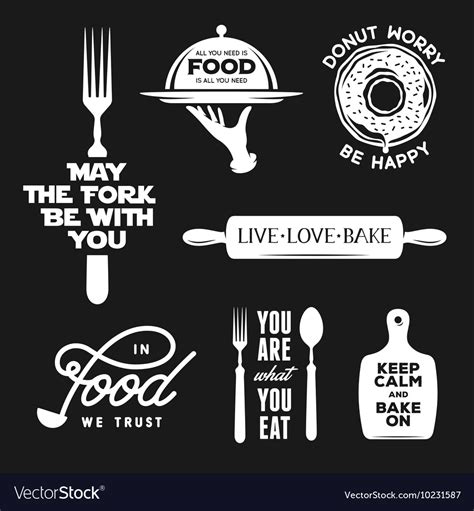 Food Related Typography Set Quotes About Cooking Vector Image