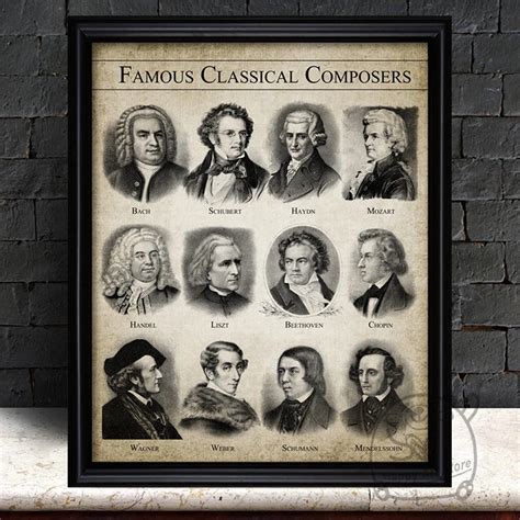 Famoso Compositores Cl Ssicos Cartaz De Impress O Do Vintage M Sico