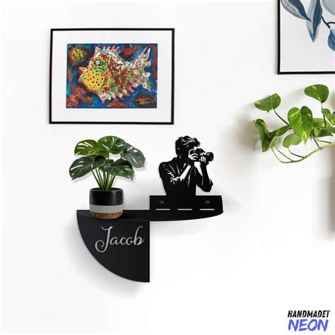 Handmadetneonsign Photographer Man Metal Wall Shelf Photography Metal