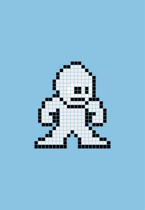 Megaman 8 Bit Grid Character Sprite Base Pixel Pattern