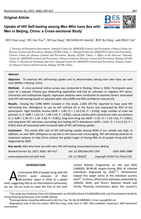 Pdf Uptake Of Hiv Self Testing Among Men Who Have Sex With Men In
