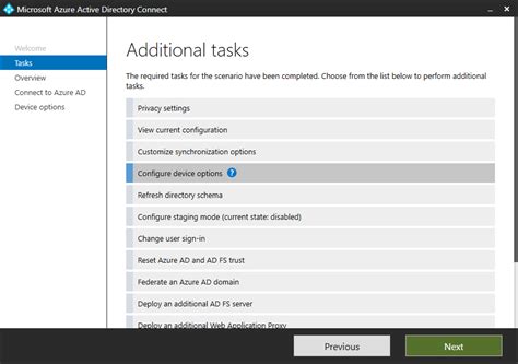 Microsoft Entra Connect Device Options Microsoft Entra Microsoft Learn