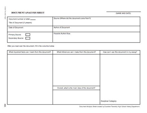 Dbq Project Document Analysis Sheet