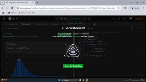 Sagar Patidar On Linkedin Acquired Sql 50 Badge On Leetcode 💻 It Has