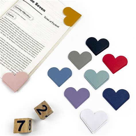Andvari Simple Heart Shape Bookmarks 2Pcs Handmade Faux Leather Notepad