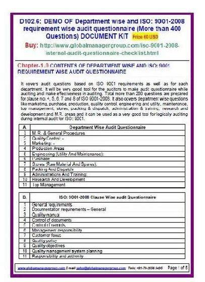Iso Internal Audit Checklist Lasopahu