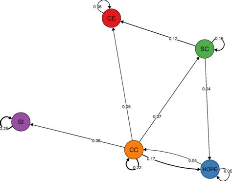 The Estimated Network Structure With Directed Edges For Hope Career
