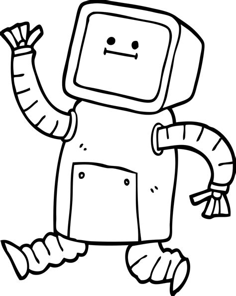 Black And White Cartoon Robot Running 12552701 Vector Art At Vecteezy