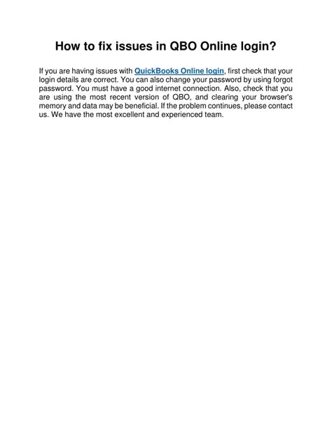 Ppt How To Fix Issues In Qbo Online Login Powerpoint Presentation