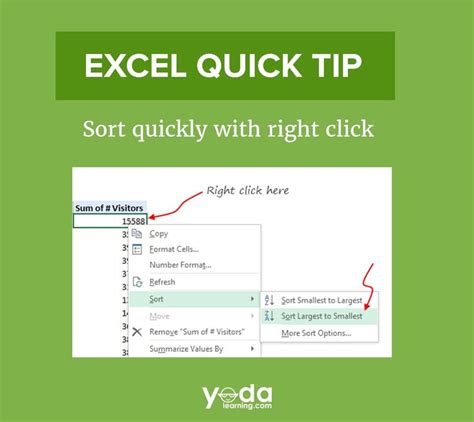 Quick Tips On Excel Sort With Right Click Data Analytics Skills