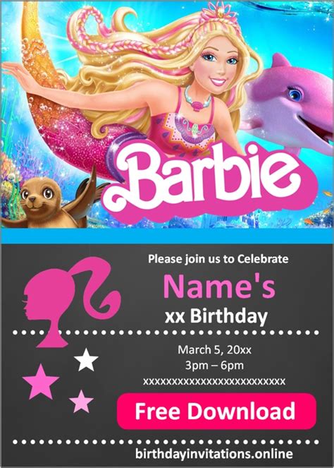Barbie Invitations Birthday Invitations