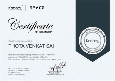 Thota Venkat Sai On Linkedin Robotics Internship