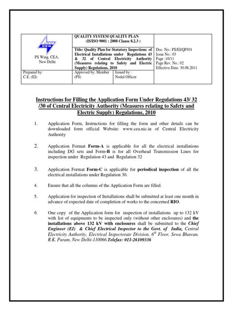 Cea Form Instructions For Filling The Application Form Under