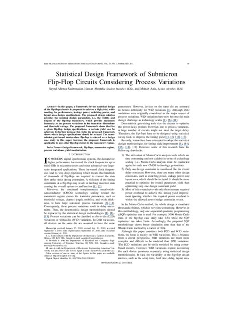 pdf statistical design framework of submicron flip flop circuits