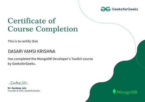Dasari Vamsi Krishna On Linkedin Mongodb Geeksforgeeks Learning
