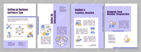 Premium Vector Setting Up Business Software Tips Purple Brochure Template