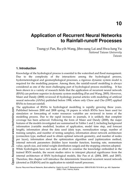 (PDF) Application of Recurrent Neural Networks to Rainfall-runoff Processes